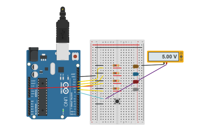 Circuit design Coffee Machine v2 - Tinkercad