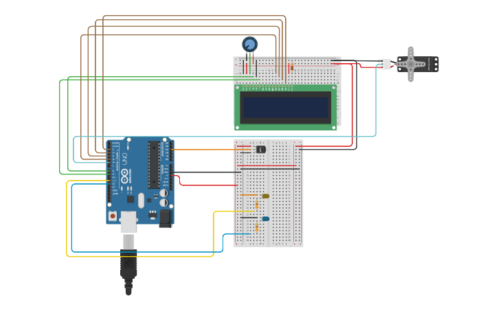 Circuit design Servo Controlled by Temp Sensor | Tinkercad