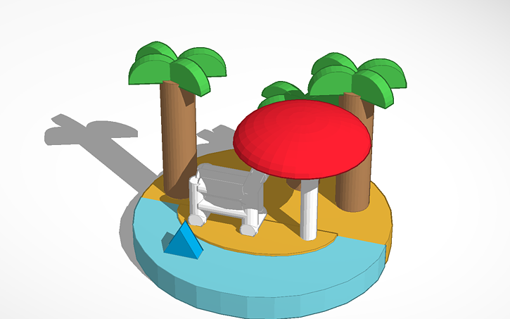 3D design Beach Scene - Tinkercad