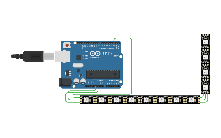 Circuit design Neo Pixel Strips x8 and x4 | Tinkercad