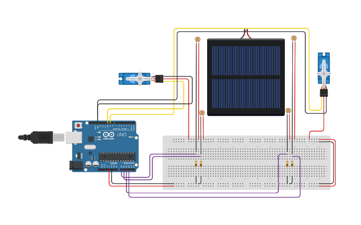 Circuit design Dual-axis solar tracker - Tinkercad