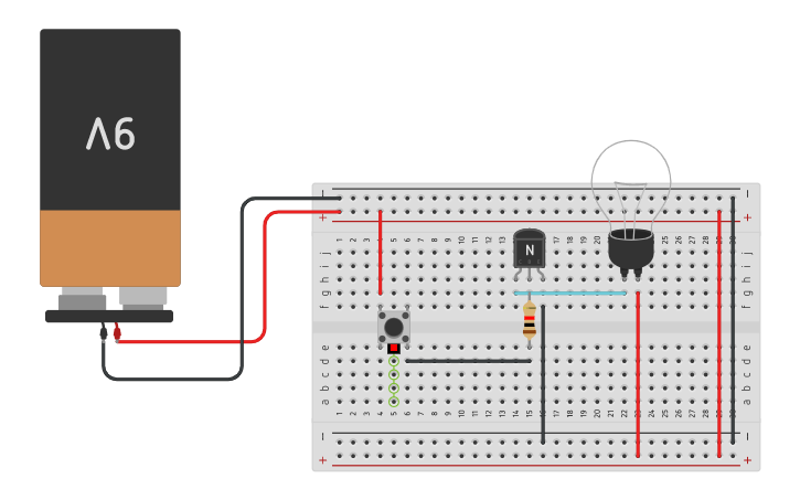 Circuit design Compuerta NOT con transistor NPN - Tinkercad