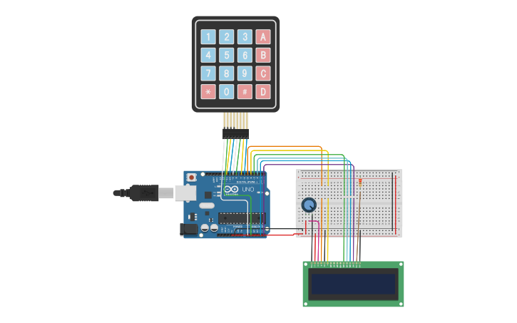 Circuit Design Copy Of 4x4 Keypad Input To Lcd Tinkercad