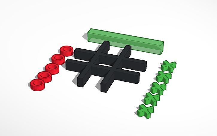 3D design tic-tac-toe - Tinkercad
