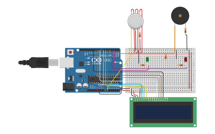 Circuit Design Gas Sensor With Lcd Tinkercad