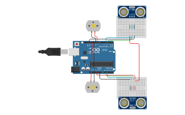 Circuit design Incomplete Obstacle Avoidance Circuit | Tinkercad