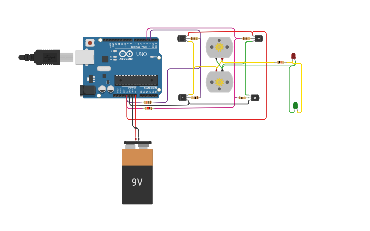 Circuit design H Bridge Driver With Transistor and Arduino - Tinkercad
