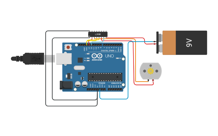 Circuit design Control de un motor DC | Tinkercad