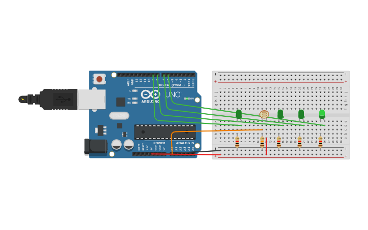 Circuit design SENSOR ANALÓGICO | Tinkercad