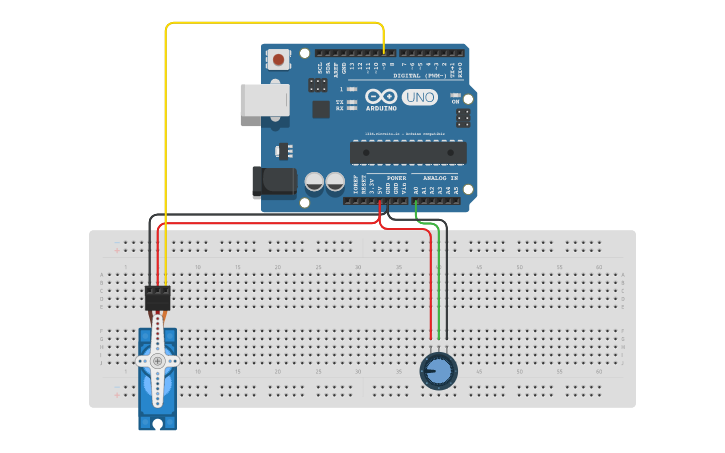 Circuit Design Servo Motor Tinkercad