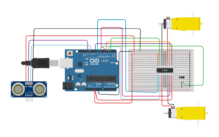Circuit design obstacle avoiding robot - Tinkercad