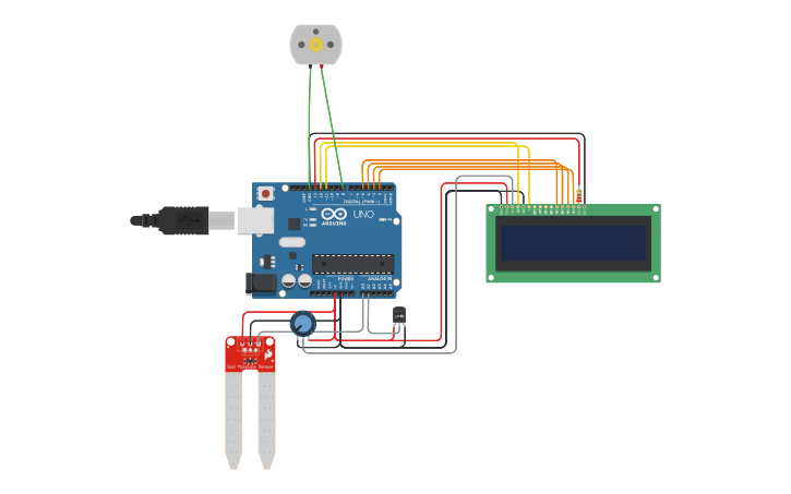 Circuit design sistema de riego - Tinkercad