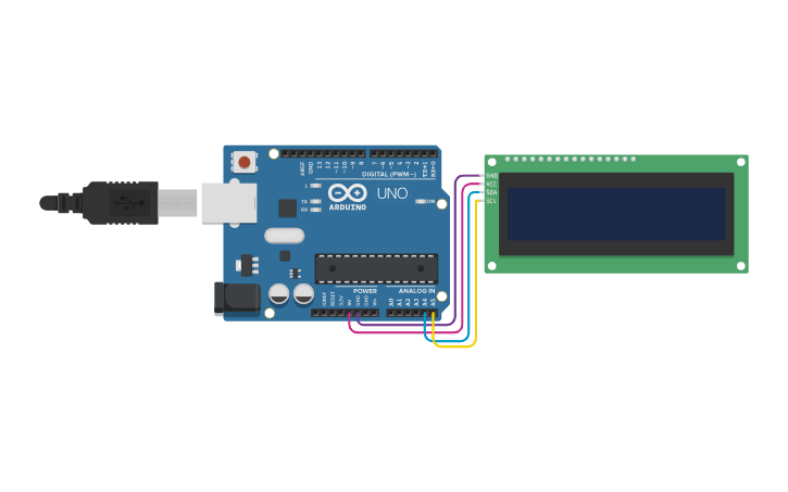 Circuit design LCD I2C - Tinkercad