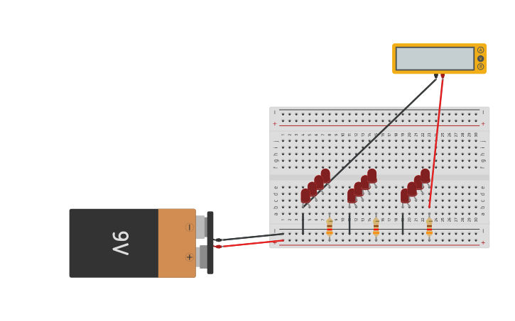 Circuit design LED EM SERIE 9V | Tinkercad