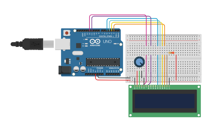 Circuit design Copy of LCD 16x2: Running Text - Tinkercad