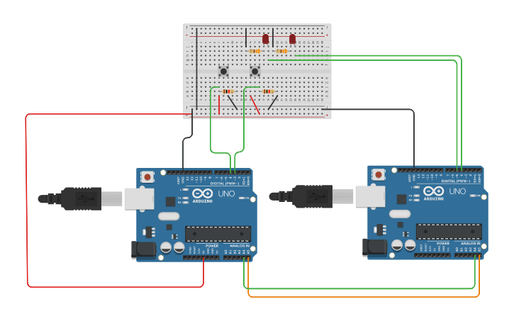 Circuit design Rede de Arduinos - Tinkercad