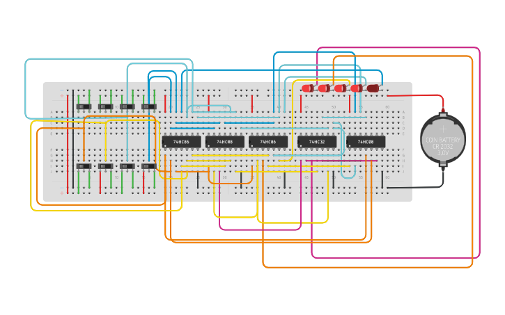 Circuit design 4-bit full adder - Tinkercad Circuit design 4-bit full adder - Tinkercad