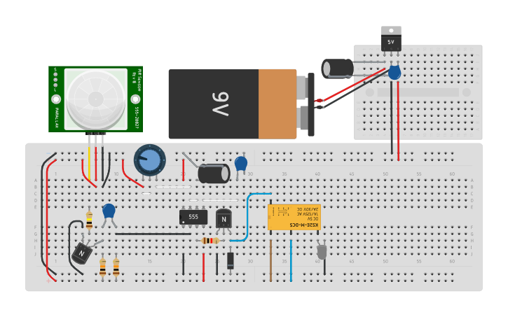 Circuit design LUZ AUTOMÁTICA CON SENSOR DE MOVIMIENTO - Tinkercad
