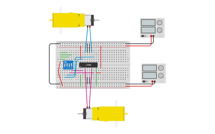 Circuit design Control de dos motor reductores con Puente h - Tinkercad