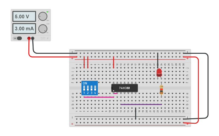 Circuit design NOT Gate using NAND Gate - Tinkercad
