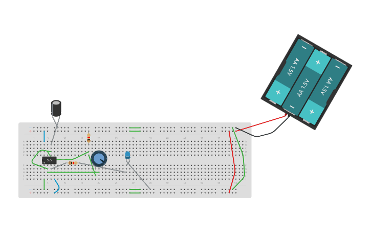 Circuit design Led intermitente con 555 | Tinkercad