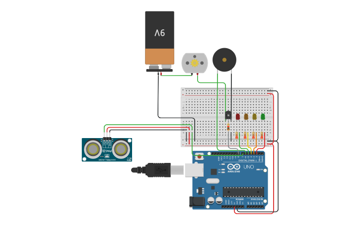 Circuit design Water level controlling system - Tinkercad