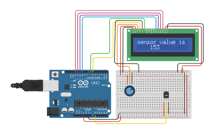 Circuit design temperature display - Tinkercad