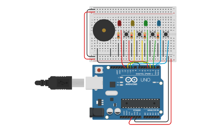 Circuit design Memory Game - Tinkercad