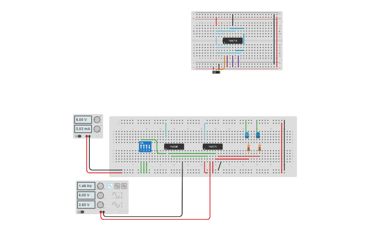 Circuit design T flip flop - Tinkercad