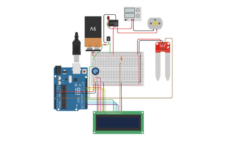 Circuit design AUTOMATIC IRRIGATION SYSTEM - Tinkercad