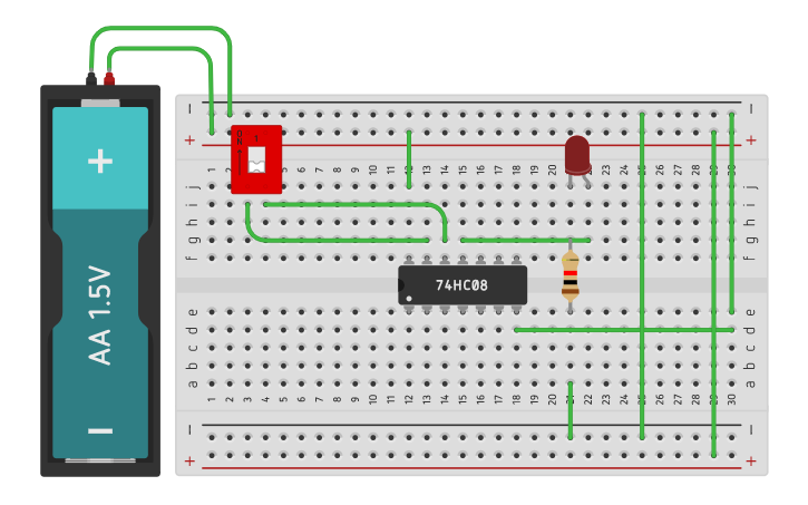 Circuit design 7408 QUAD 2 INPUT AND GATES - Tinkercad Circuit design 7408 QUAD 2 INPUT AND GATES - Tinkercad