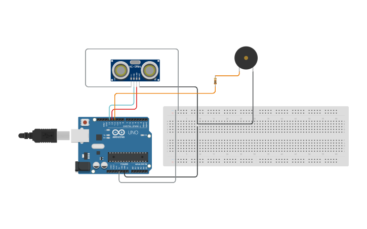 Circuit Design Social Distancing Detector Tinkercad