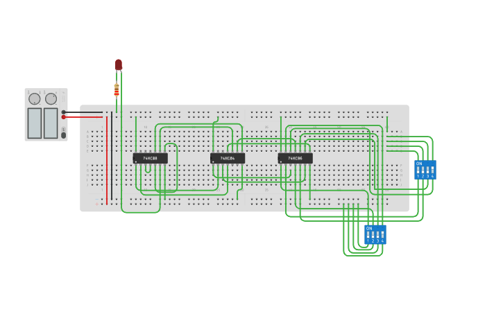 Circuit design 4 Bit Comparator - Tinkercad