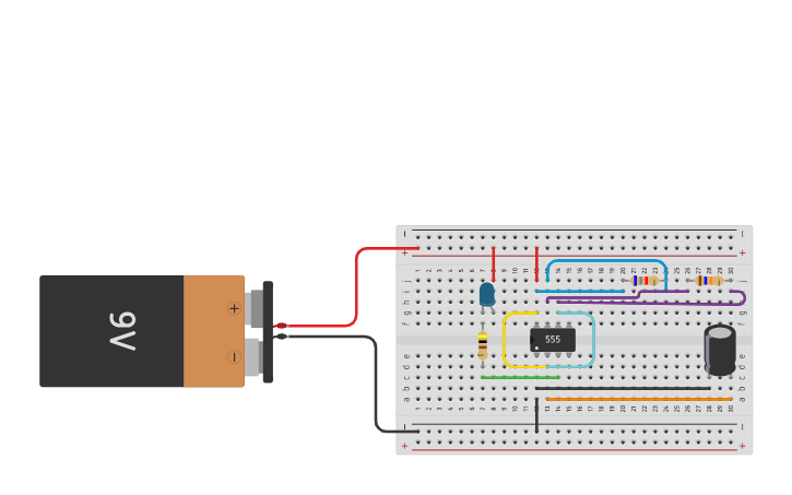 Circuit Design 555 Timer Makes Led Blink Tinkercad