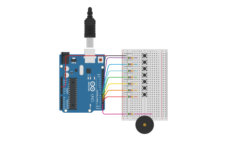 Circuit design Buzzer Piezo - Tinkercad
