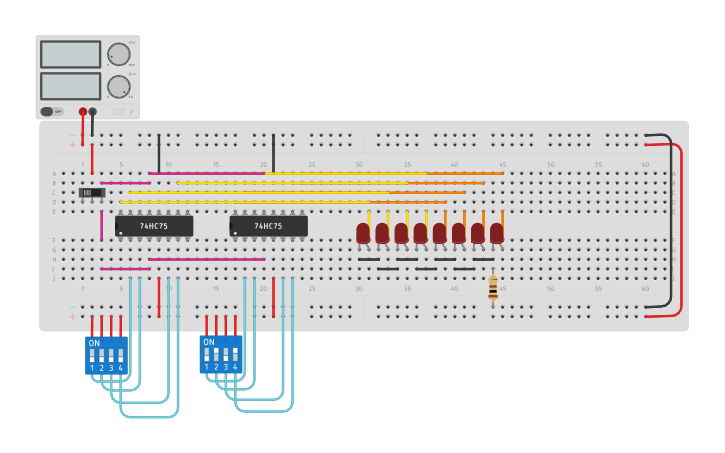 Circuit design Byte RAM - Tinkercad