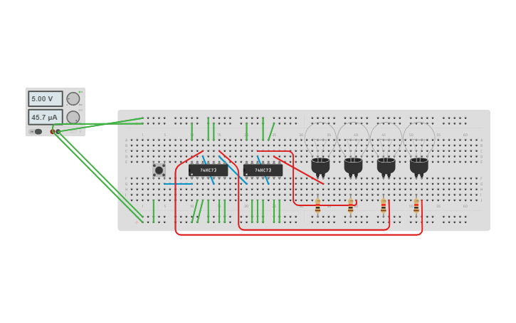 Circuit Design Binary Counter Tinkercad