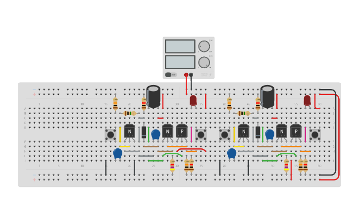 Circuit design Electric bistable1487 - Tinkercad