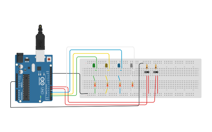 Circuit design Copy of Exercicio Botões (com iterruptor) | Tinkercad Circuit design Copy of Exercicio Botões (com iterruptor) | Tinkercad