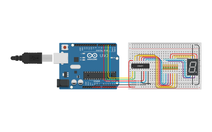 Circuit design DISPLAY 7 SEGMENTI PILOTATO DA INTEGRATO CD4511 - Tinkercad