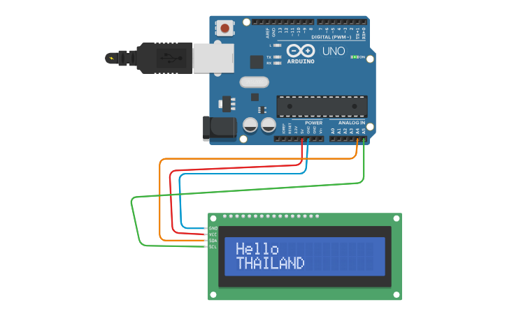 Circuit design LCD I2C - Tinkercad