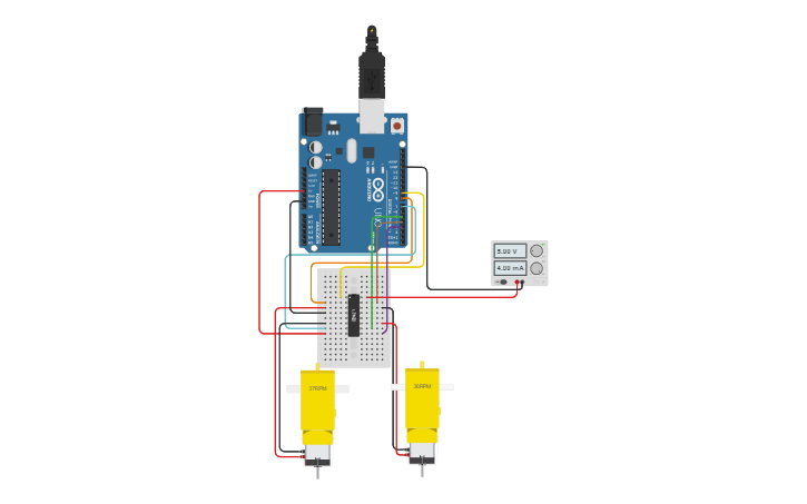 Circuit design Copy of DC motor y L293D - Tinkercad