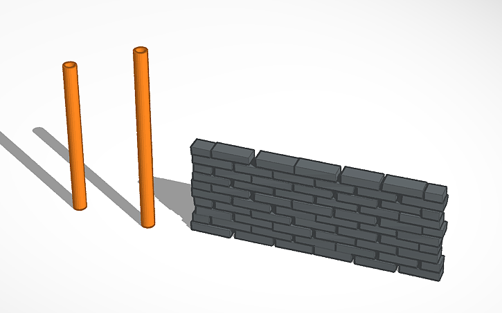 3D design Piping and Brick Wall - Tinkercad