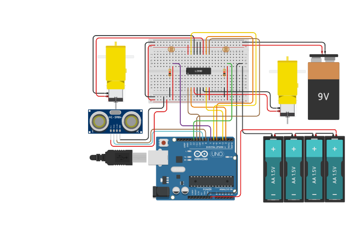 Circuit design Carro seguidor de linha - Tinkercad