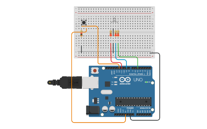 Circuit design Led RGB - Tinkercad