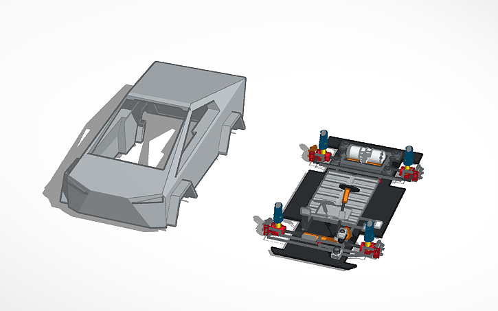 3D design tesla Cybertruck sistema de dirección y suspensión - Tinkercad