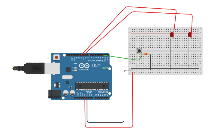 Circuit design Train Crossing - Tinkercad