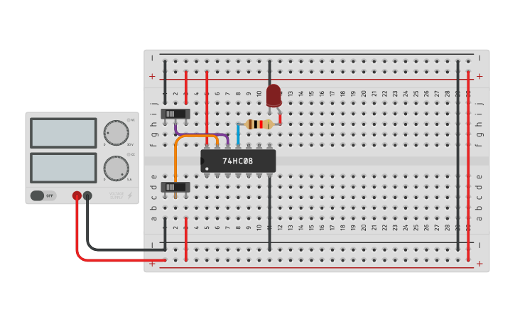 Circuit design Sis. Digitais - Lista de exercícios 2 (Porta AND) | Tinkercad