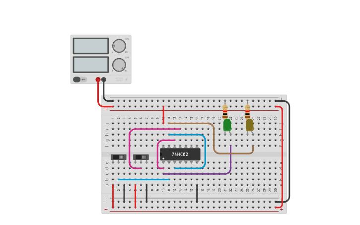 Circuit design RS FLIP FLOP NOR - Tinkercad