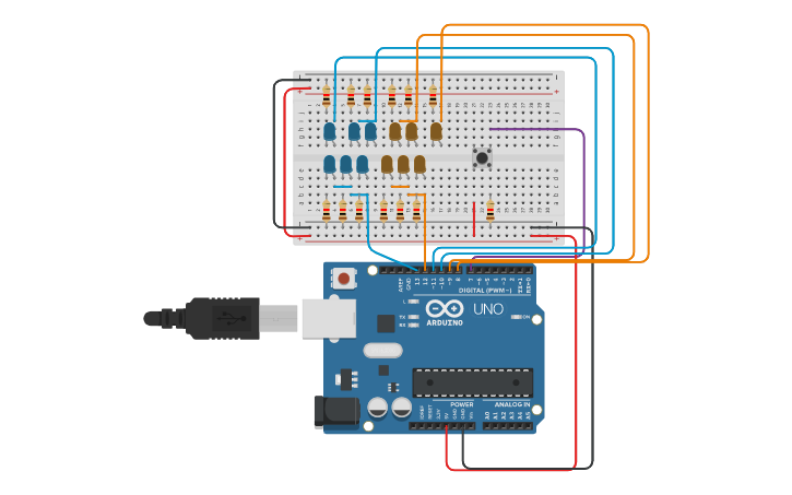 Circuit design Программирование игрального кубика - Tinkercad